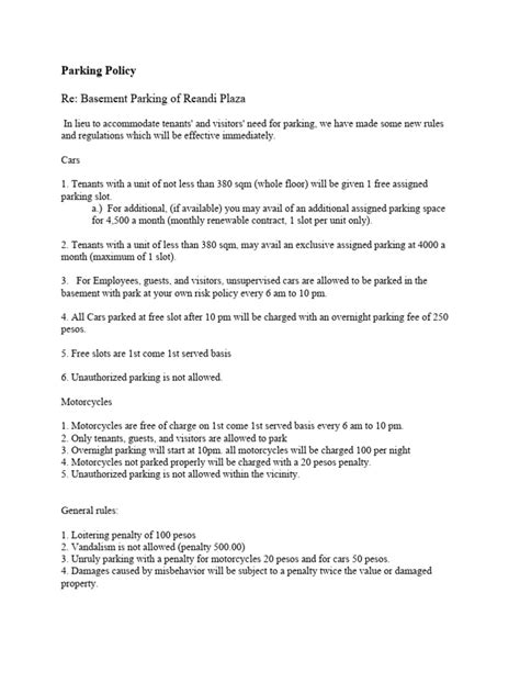 Parking Policy Pdf