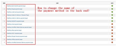 HikaShop Change The Display Name Of Shipping Payment Method HikaShop