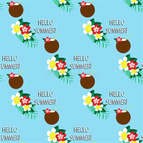 Seamless Pattern With Tropic Coconut Cocktail Stock Vector