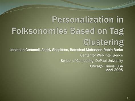 Ppt Personalization In Folksonomies Based On Tag Clustering