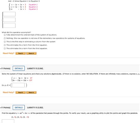 solved add 2 times equation 1 to equation 3 x 2y 3z
