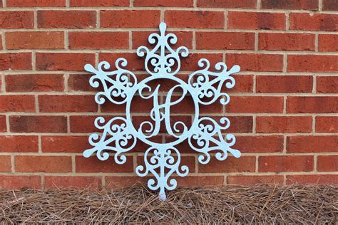 Snowflake With Single Letter Mongram Painted With Glitter Monogramcrafty