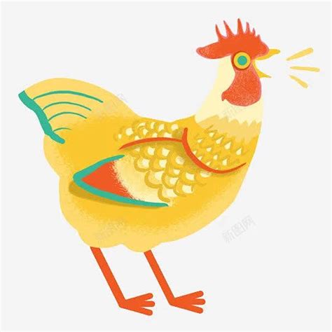 卡通手绘打鸣大公鸡 创意素材 花瓣网