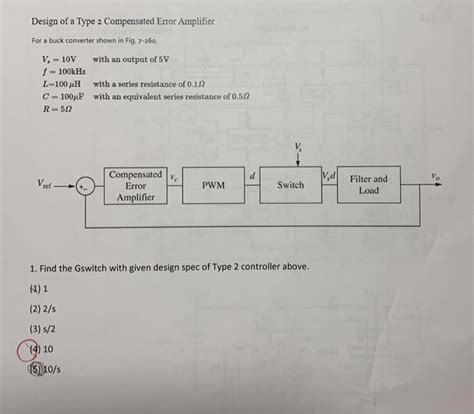 Solved Design Of A Type 2 Compensated Error Amplifier For A