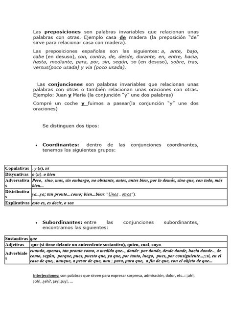 Preposiciones Conjunciones E Interjecciones Pdf