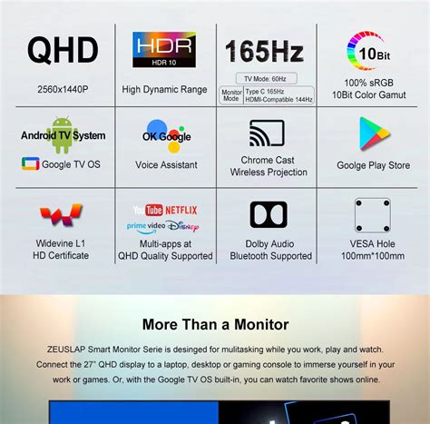 Buy Zeuslap Z TV Inch K Hz QHD Gaming IPS Monitor LED Smart TV System With Speaker Online