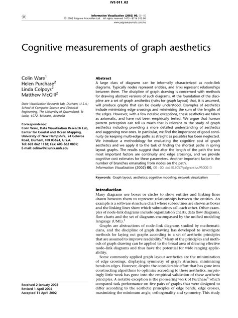 Pdf Cognitive Measurements Of Graph Aesthetics