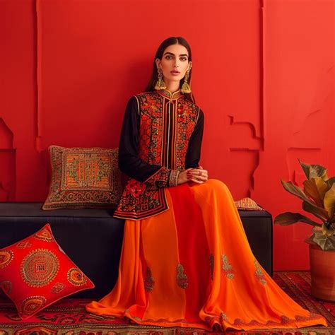 De Belles Femmes Pakistanaises Dans Une Robe Traditionnelle De Broderie