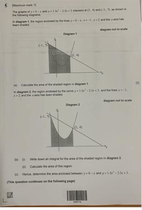 Solved Maximum Mark 7 The Graphs Of Y 6x And Chegg