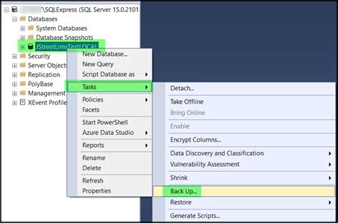 Creating A Backup Of Your LIMS SQL Database J Street LIMS