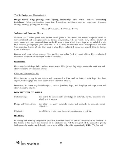 Csec Visual Arts Syllabus Pdf
