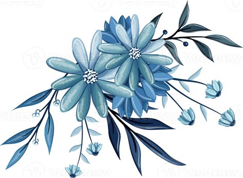 Ramo Floral Azul Con Acuarela 16408004 Png