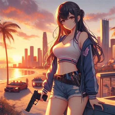 Armed Anime Girl In Warm City Gta Vi By Cosmocanvas On Deviantart