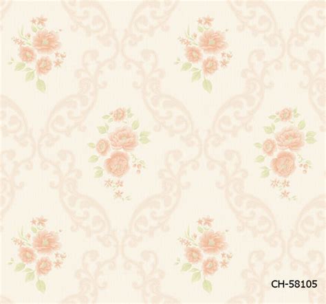 วอลเปเปอร์ลายดอกไม้คลาสสิค รหัส Ch 58105 ครีม ชมพู Ch 58105 เรียบ หรู