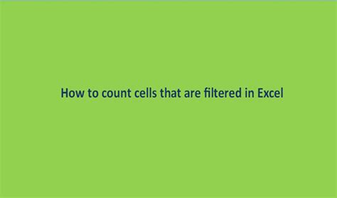 Guide To Counting Cells That Are Filtered In Excel
