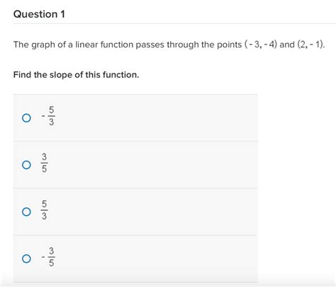 solved question 1 the graph of a linear function passes