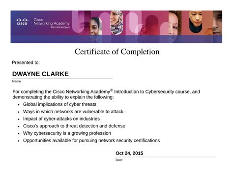 Cisco Cybersecurity Course Completion Ppt