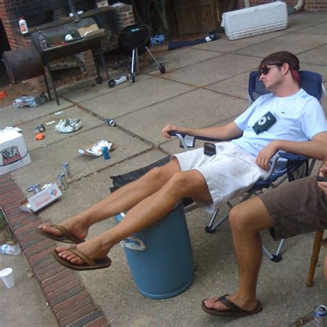Passed Out With A Cooler Of Beer On The Fratio At The Frat Castle Tfm