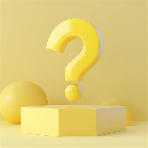 Minimalistic 3d Yellow Question Mark Icon Front View Premium Ai Generated Image