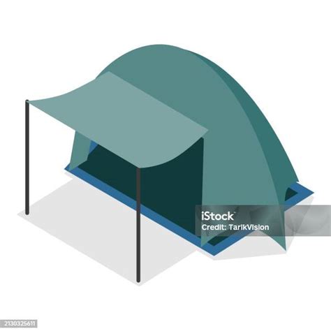 캠핑 여행 텐트의 3d 등각 투영 평면 벡터 세트입니다 항목 2 관광에 대한 스톡 벡터 아트 및 기타 이미지 관광 관광객