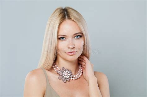 Smiling Fashion Model Woman With Clear Fresh Perfect Skin And Long