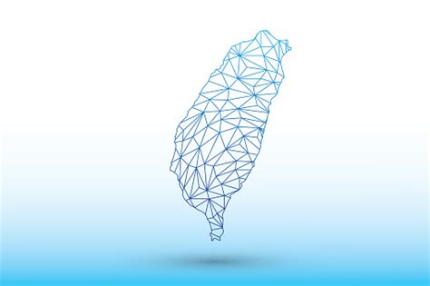 대만 지도 벡터 파란색 밝은 배경 그림 의미 강력한 네트워크에 삼각형을 사용 하 여 기하학적 연결된 라인의 0명에 대한 스톡 벡터 아트 및 기타 이미지 Istock