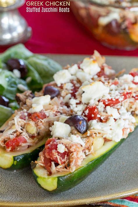 Greek Chicken Stuffed Zucchini Boats Cupcakes And Kale Chips