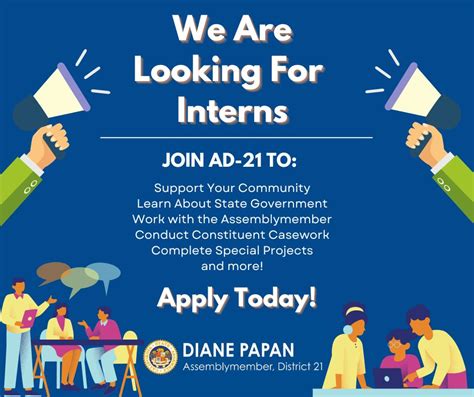 Internship Program Official Website Assemblymember Diane Papan Representing The 21st