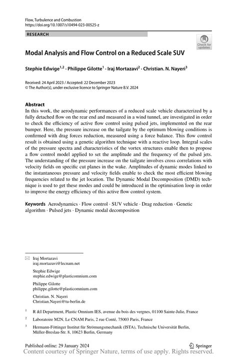 Modal Analysis And Flow Control On A Reduced Scale Suv Request Pdf