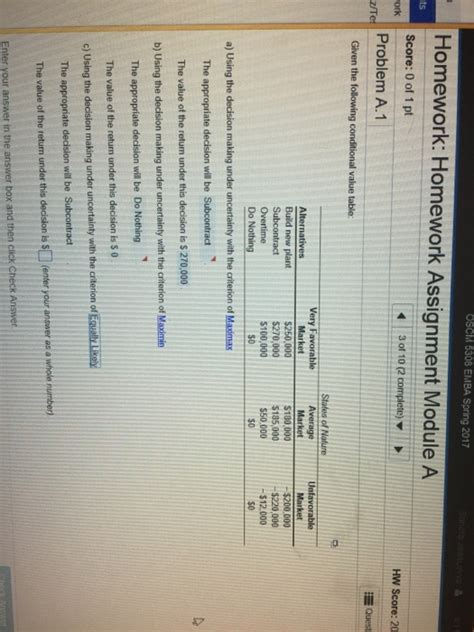 Solved Given The Following Conditional Value Table A