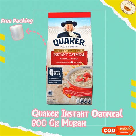 Quaker Instant Oatmeal 800gr Quaker Quick Cook Oatmeal 800gram Shopee