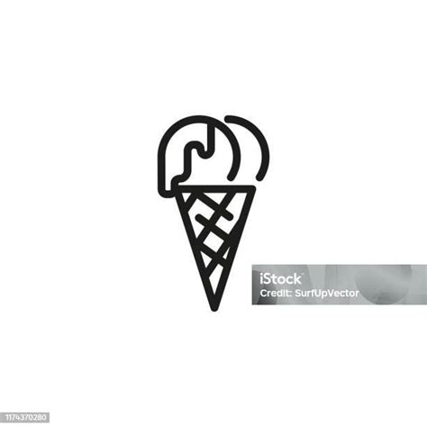 아이스크림 콘 라인 아이콘 개념에 대한 스톡 벡터 아트 및 기타 이미지 개념 과일 귀여운 Istock