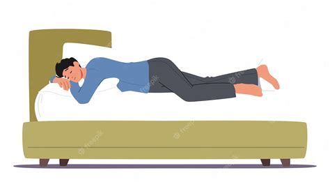 Premium Vector Dreamy Male Character Sleeping In Relaxed Pose Lying On Bed And Hugging Pillow