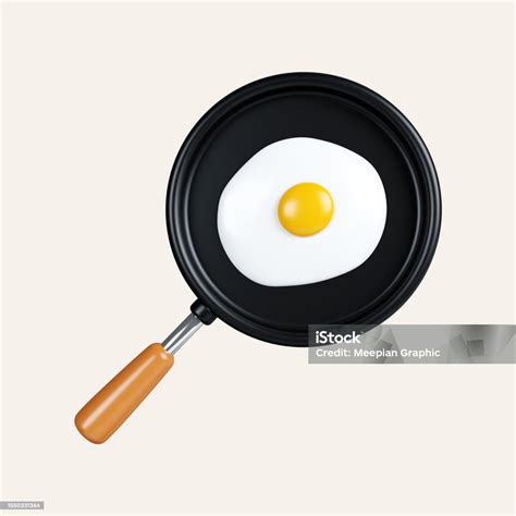 3d 프라이팬에 계란 후라이 캠핑 하이킹 여름 캠프 여행 여행을 위한 요소 아이콘은 흰색 배경에 분리되어 있습니다 3d 렌더링 그림입니다 클리핑 패스 3차원 형태에 대한