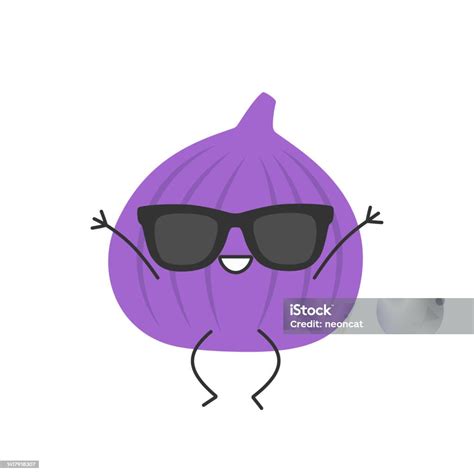 무화과 캐릭터 만화 점프 과일 귀여운 웃는 웃는 얼굴 행복한 기쁨 감정 아이콘 벡터 일러스트레이션 0명에 대한 스톡 벡터 아트