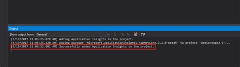 cannot add appinsights to a web app targeting asp core 2 0 · issue