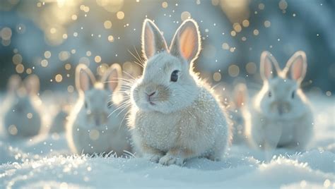 Winter Wonderland Bunnies Premium Ai Generated Image