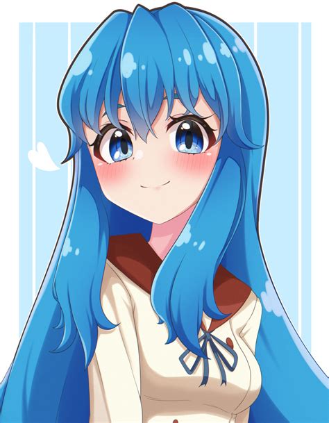 Safebooru 1girl Absurdres Blue Eyes Blue Hair Blue Ribbon Blush