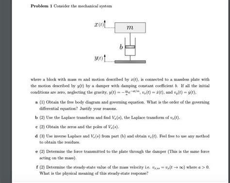 Solved Problem Consider The Mechanical System Where A Chegg