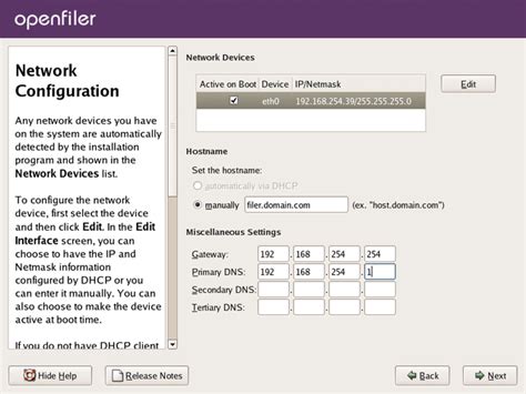 Graphical Installation Openfiler