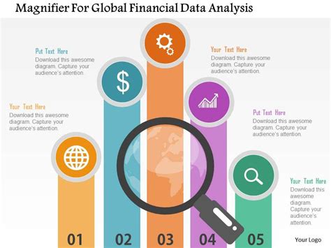 Magnifier For Global Financial Data Analysis Flat Powerpoint Design Presentation Graphics