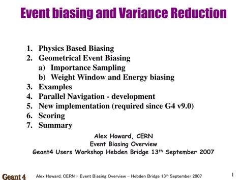 Ppt Event Biasing And Variance Reduction Powerpoint Presentation
