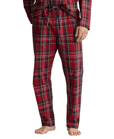 Polo Ralph Lauren Mens Cotton Plaid Pajama Pants Stone Ridge Red Plaid