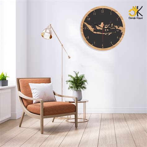 Jual JAM DINDING KAYU KLASIK PETA INDONESIA WALL CLOCK RUMAH DEKORASI