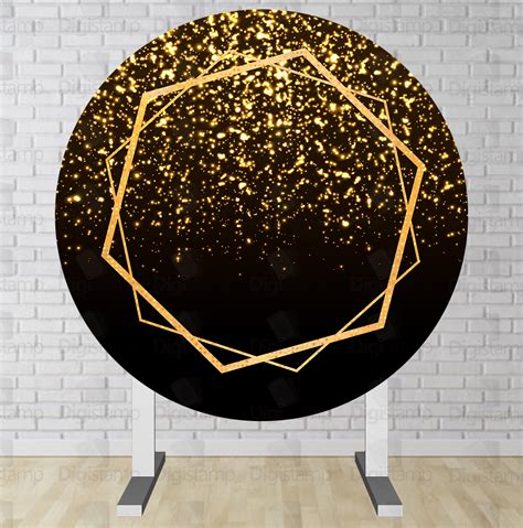 Painel Redondo Sublimado Glitter Dourado Pnr