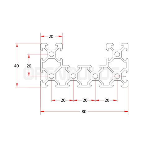 C Beam 40x80 Linear Rail Aluminum Extrusion Profile