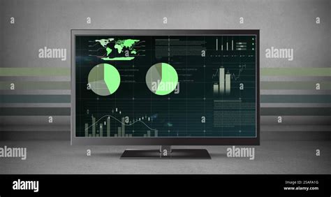 image of digital data processing over computer screen on grey