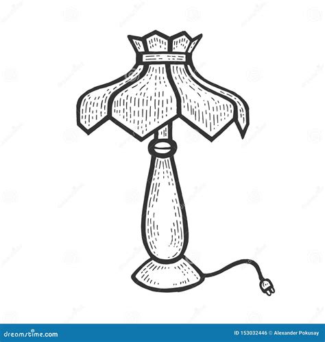 Table Lamp Sketch Engraving Vector Stock Vector Illustration Of