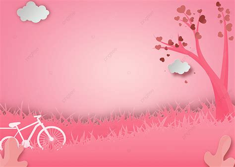 핑크 종이 컷 발렌타인 로맨스 배경 잎 새 구름 배경 일러스트 및 사진 무료 다운로드 Pngtree