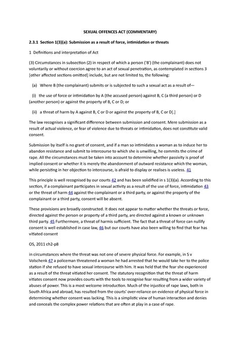 Sorma Commentary SEXUAL OFFENCES ACT COMMENTARY Section A Submission As A Result